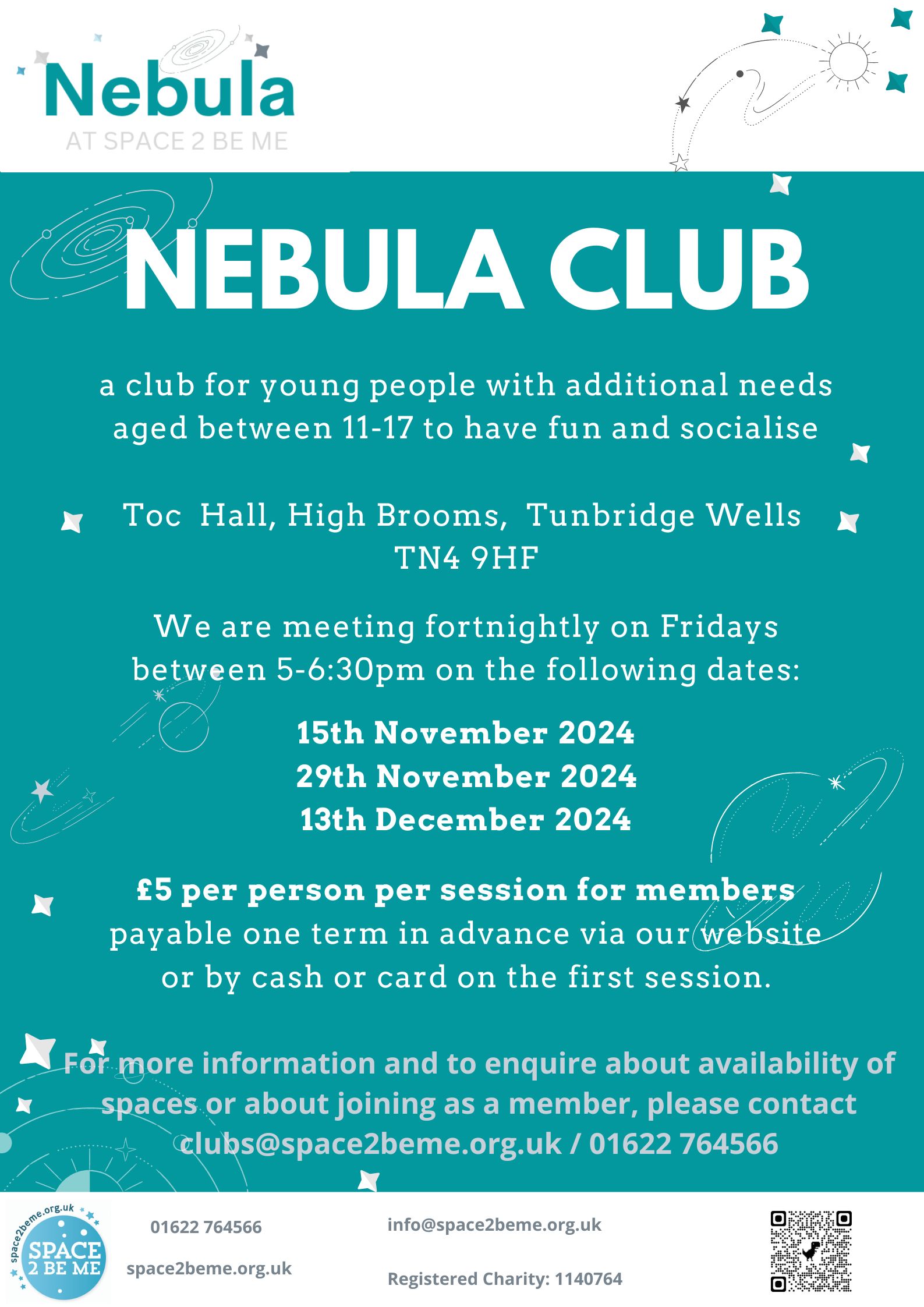 Nebula Club – for 11 to 17 year olds – Space 2 Be Me